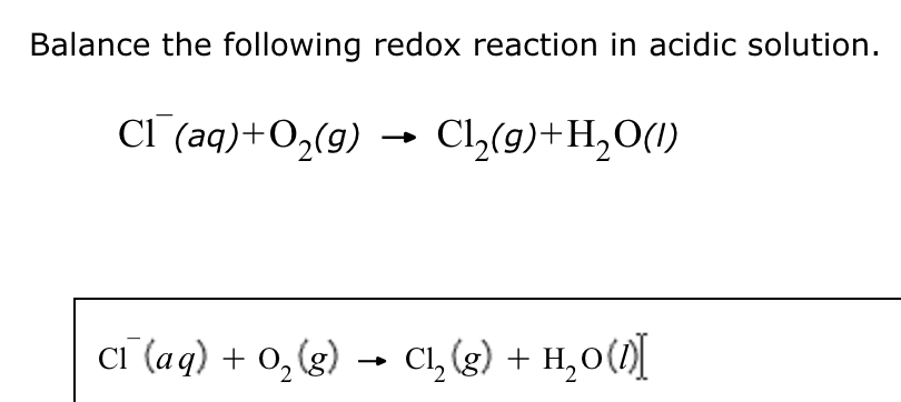 Solved Balance the following redox reaction in acidic | Chegg.com