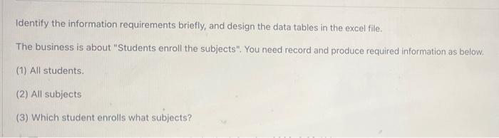 Identify the information requirements briefly, and | Chegg.com