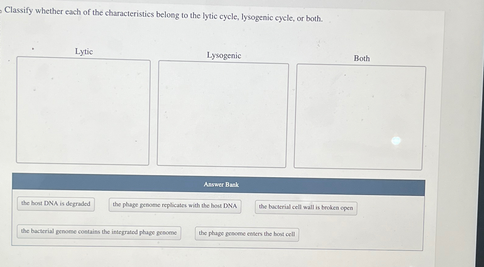 Solved Classify whether each of the characteristics belong | Chegg.com