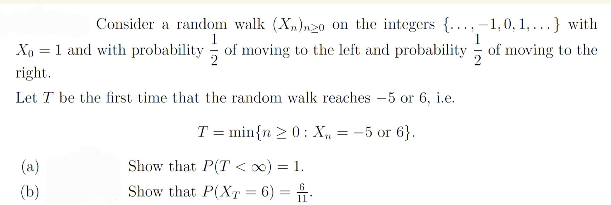Solved Consider a random walk (xn)n≥0 ﻿on the integers | Chegg.com