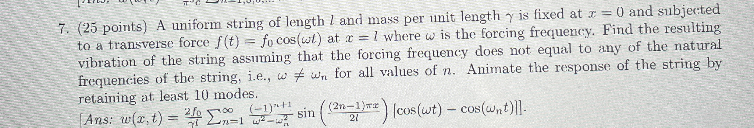 Solved Matlab code is needed plz ﻿A uniform string of length | Chegg.com