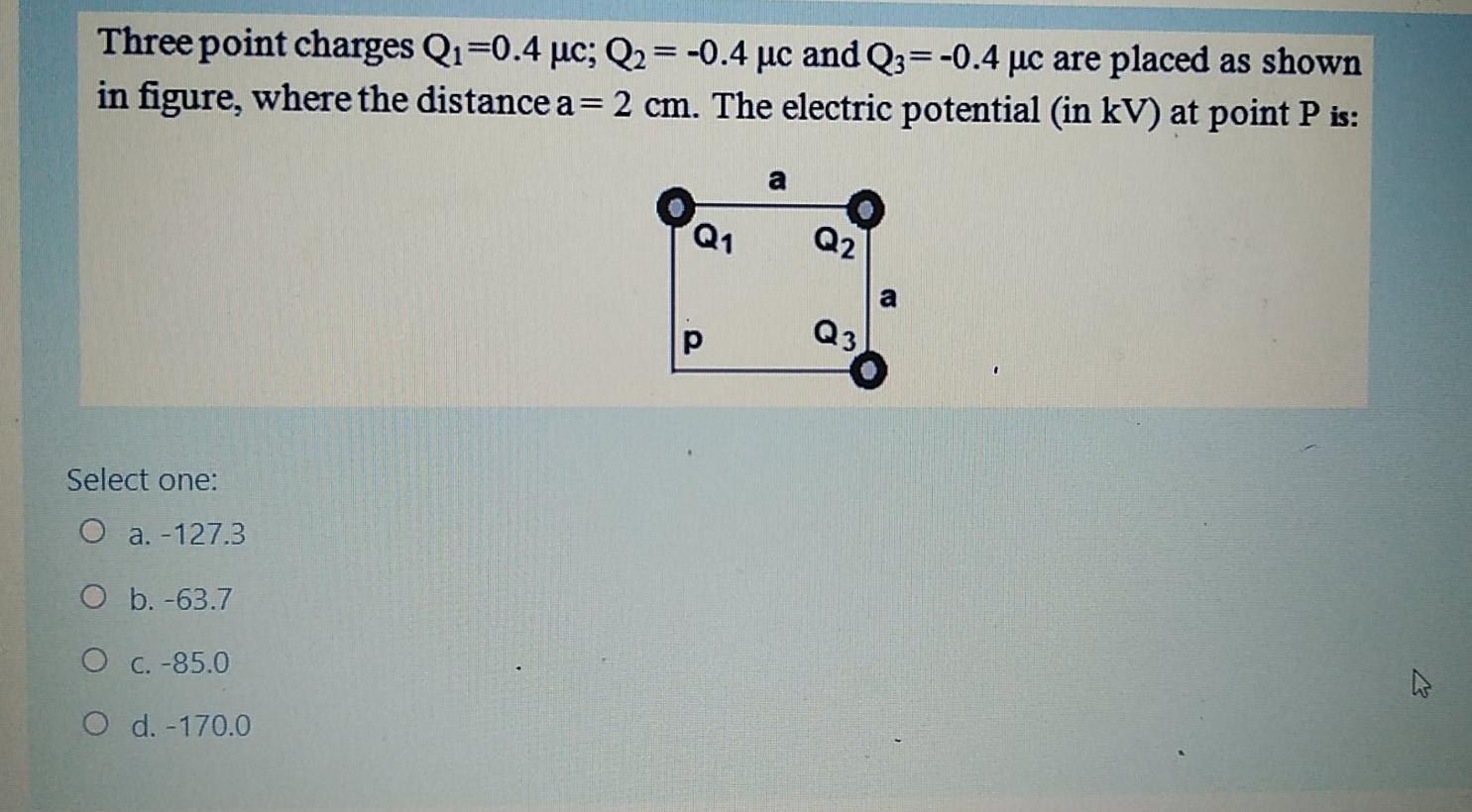 Solved Three point charges Q1=0.4 uc; Q2 = -0.4 uc and | Chegg.com