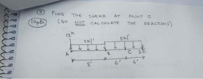 Solved (3) FINO THE SHEAR AT POLNT C IOpt ) (DO NOT | Chegg.com