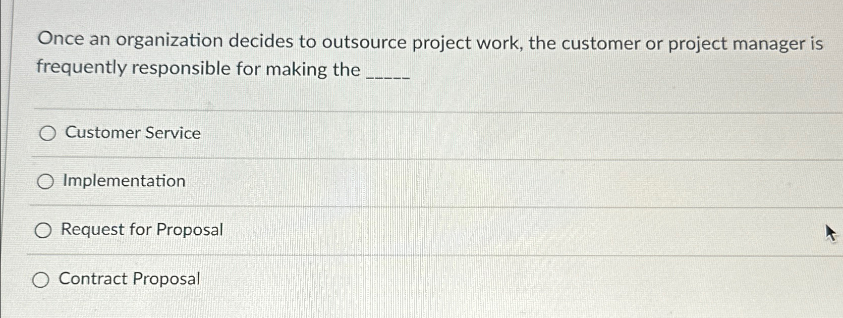 Solved Once an organization decides to outsource project | Chegg.com