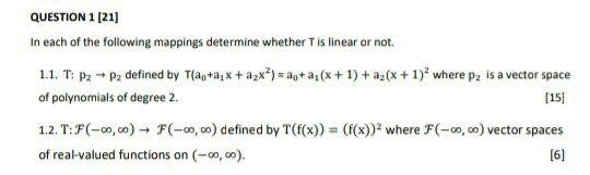 Solved In each of the following mappings determine whether T | Chegg.com