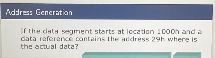 Solved Address Generation If the data segment starts at | Chegg.com