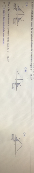 Solved For each of the following rejection regions, sketch | Chegg.com