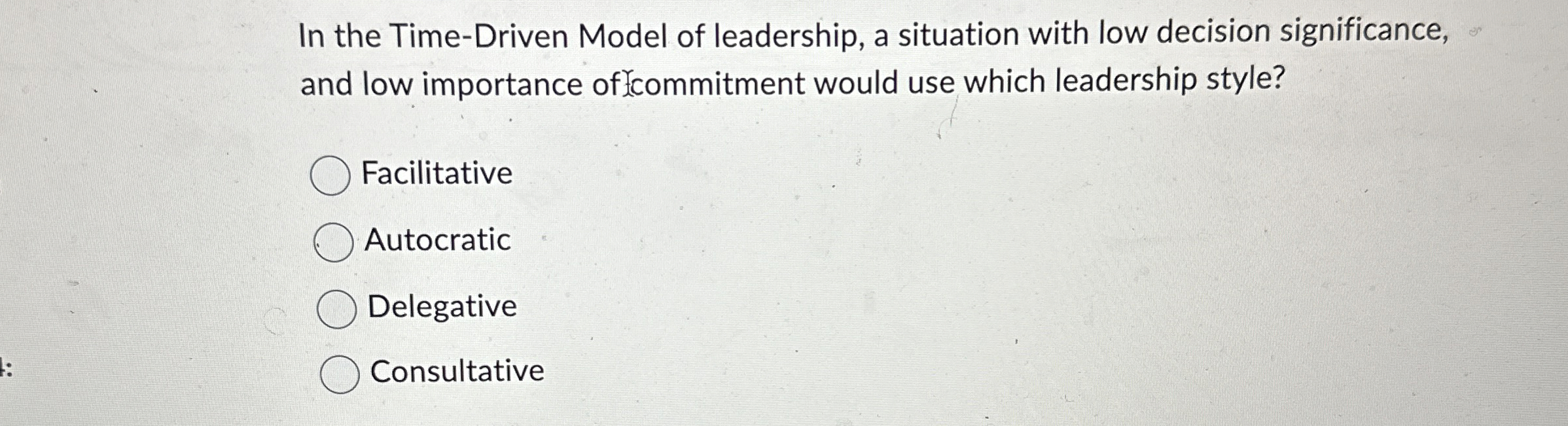 Solved In the Time-Driven Model of leadership, a situation | Chegg.com