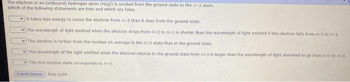 Solved The electron in an (unbound) hydrogen atom (H) is | Chegg.com