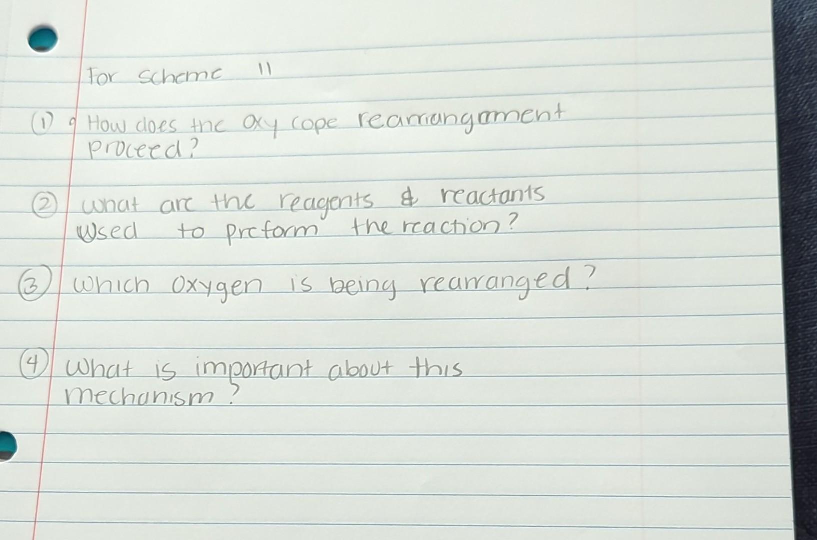 Solved Scheme 11 For scheme 11 (1) How does the oxy cope | Chegg.com