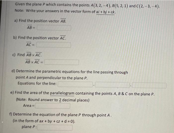 Given the plane P which contains the points | Chegg.com
