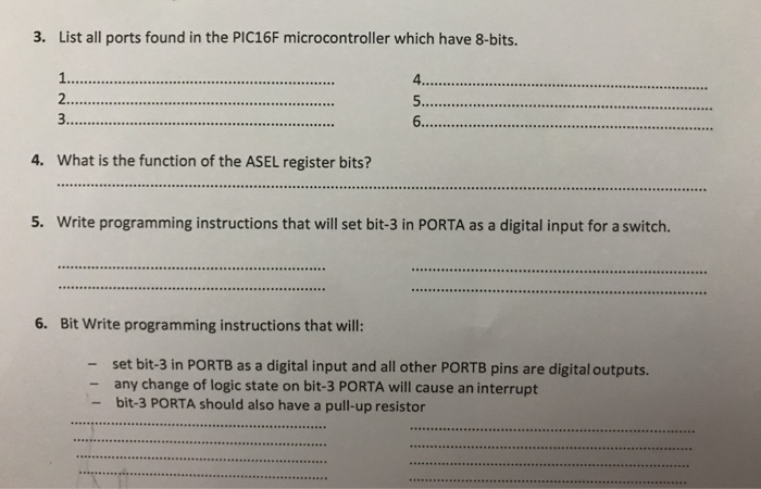 Solved 3. List all ports found in the PIC16F microcontroller | Chegg.com
