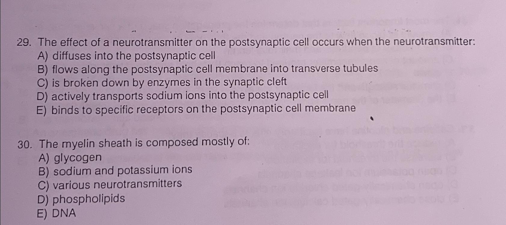 Solved The effect of a neurotransmitter on the postsynaptic | Chegg.com