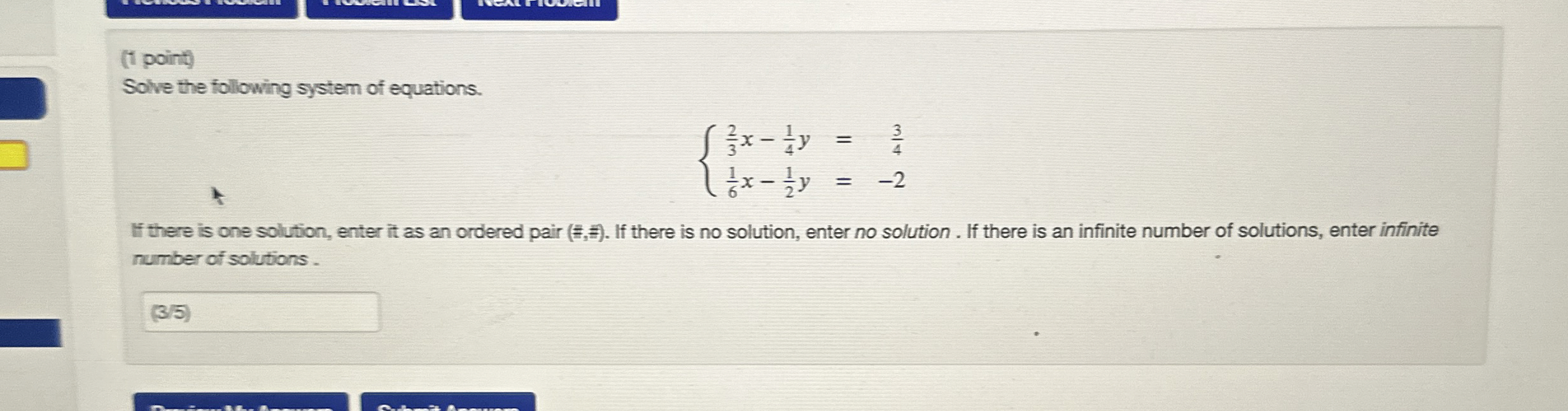 Solved (1 ﻿point)Solve the following system of | Chegg.com