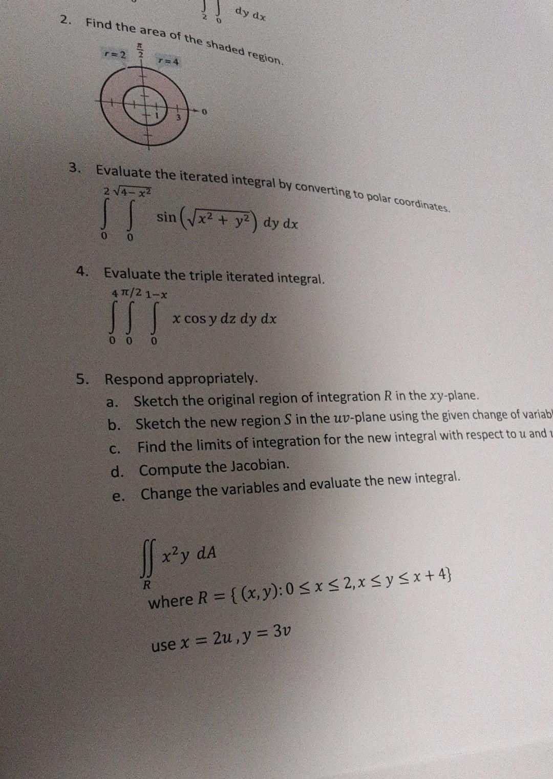 Solved 3. Evaluate the iterated integral by converting to | Chegg.com