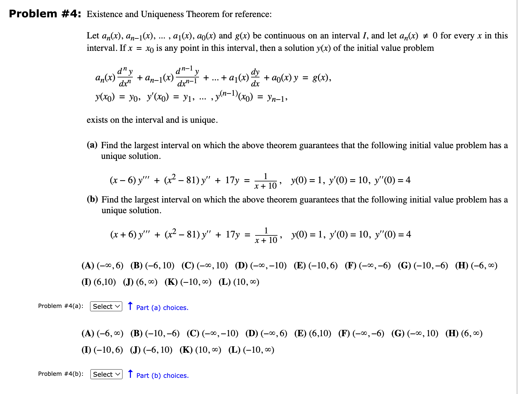 Solved Problem #4: Existence and Uniqueness Theorem for | Chegg.com