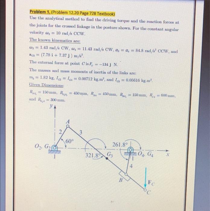 Solved Problem 1. (Problem 12.20 Page 728 Textbook) Use the | Chegg.com