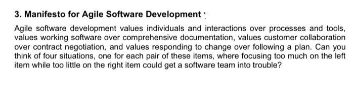 Solved 3. Manifesto for Agile Software Development Agile | Chegg.com