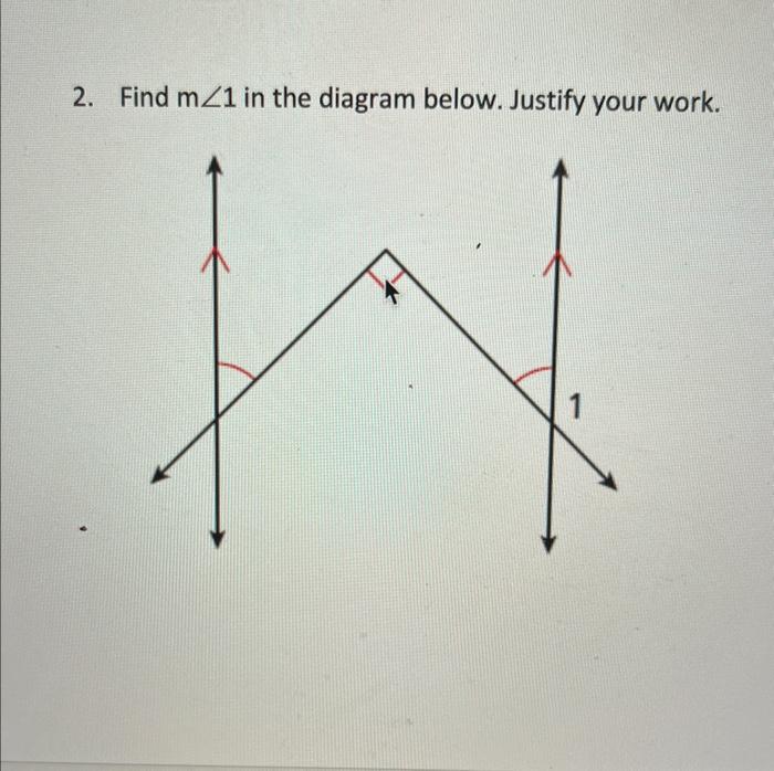Solved 2. Find m∠1 in the diagram below. Justify your work. | Chegg.com