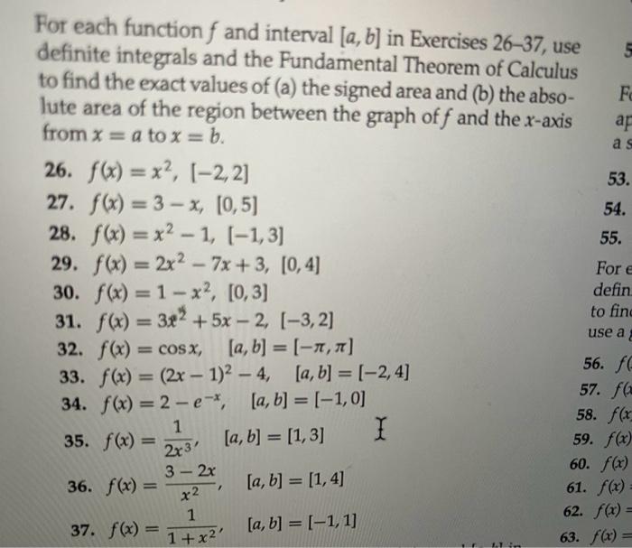 Solved For each function f and interval [a,b] in Exercises | Chegg.com