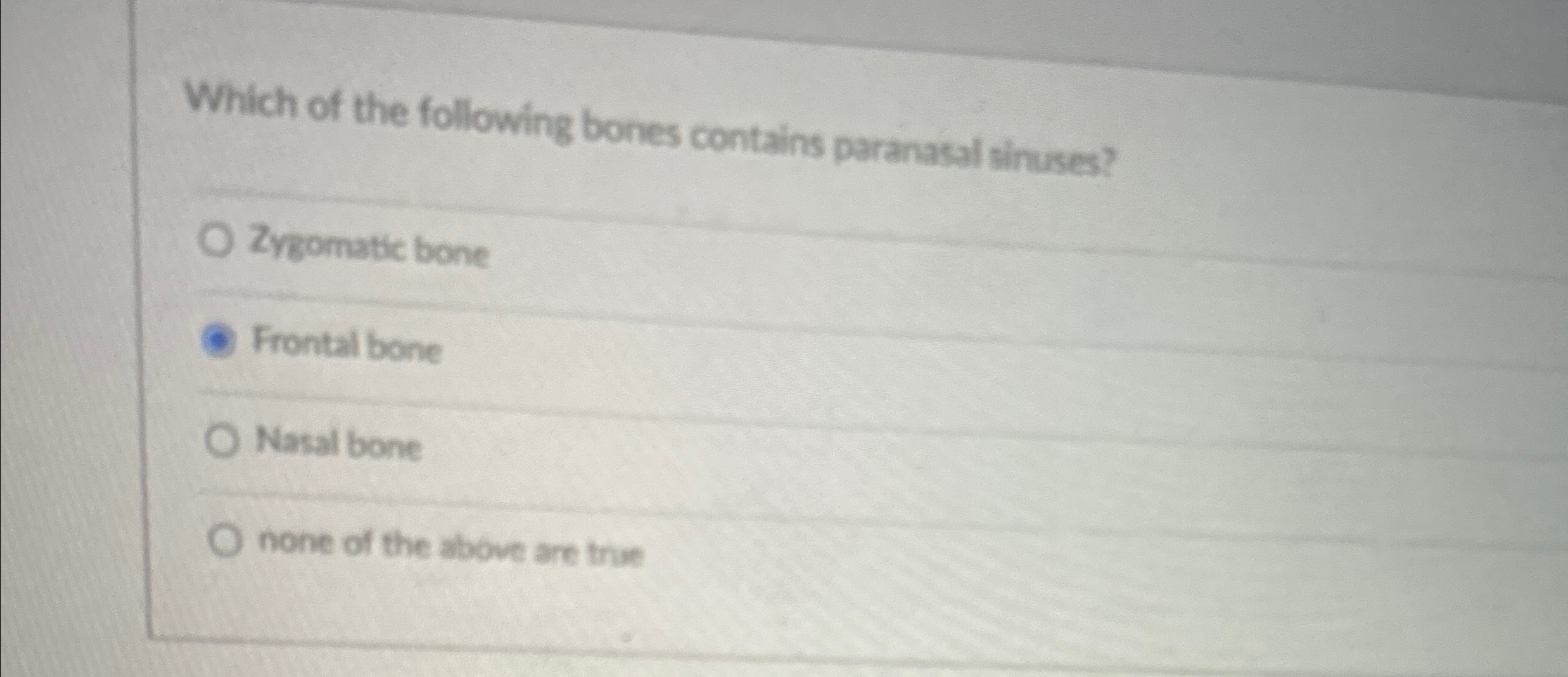 Solved Which of the following bones contains paranasal | Chegg.com