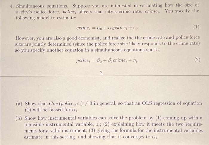 Solved 4. Simultaneous equations. Suppose you are interested | Chegg.com