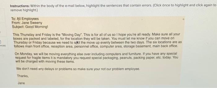 Solved Instructions: Within the body of the e-mail below, | Chegg.com