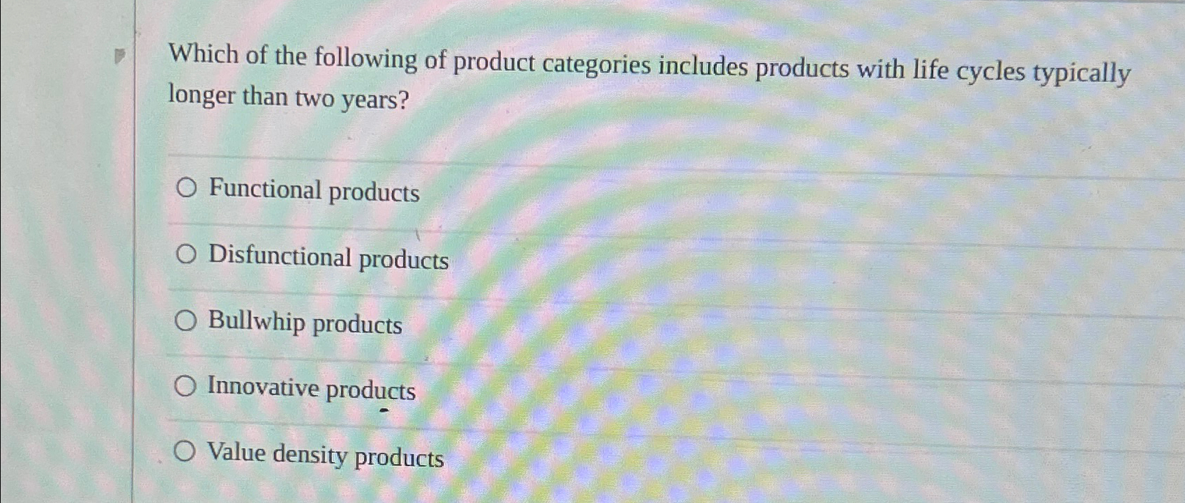 Solved Which of the following of product categories includes | Chegg.com