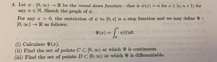 Solved 4. Let : [0,00) + R be the round down function - that | Chegg.com