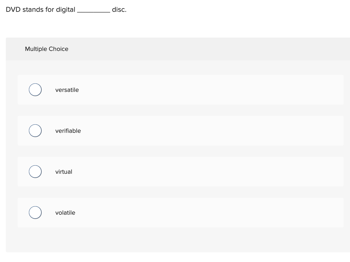 Solved DVD stands for digitaldisc.Multiple | Chegg.com
