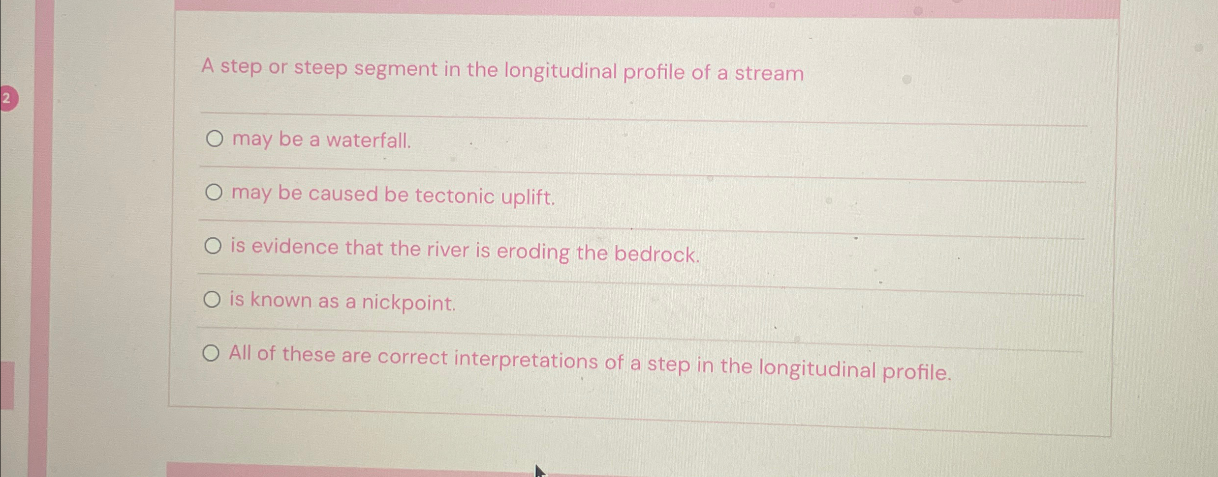 Solved A step or steep segment in the longitudinal profile | Chegg.com