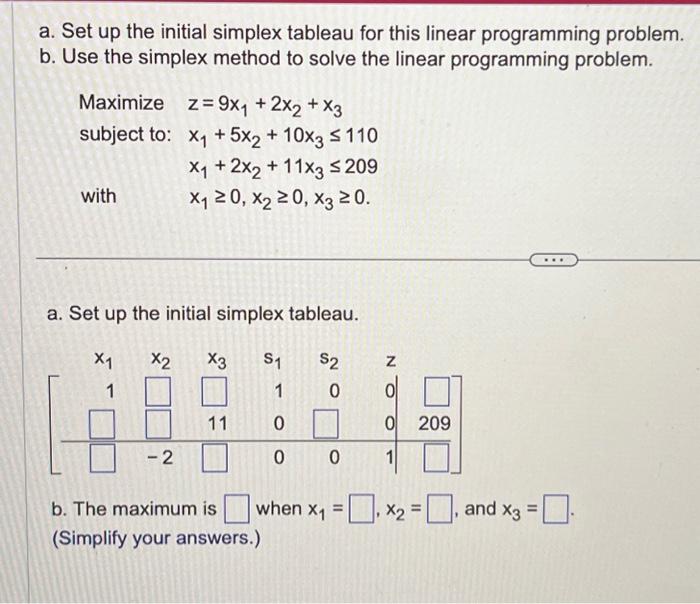 Solved Set up the initial simplex tableau for this linear | Chegg.com