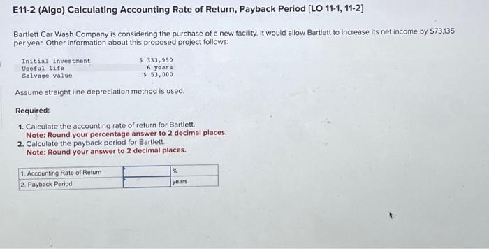 Solved E11-2 (Algo) Calculating Accounting Rate of Return, | Chegg.com