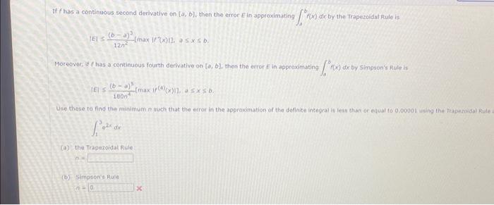 Solved If f has a continuous second derivative on [w,b], | Chegg.com