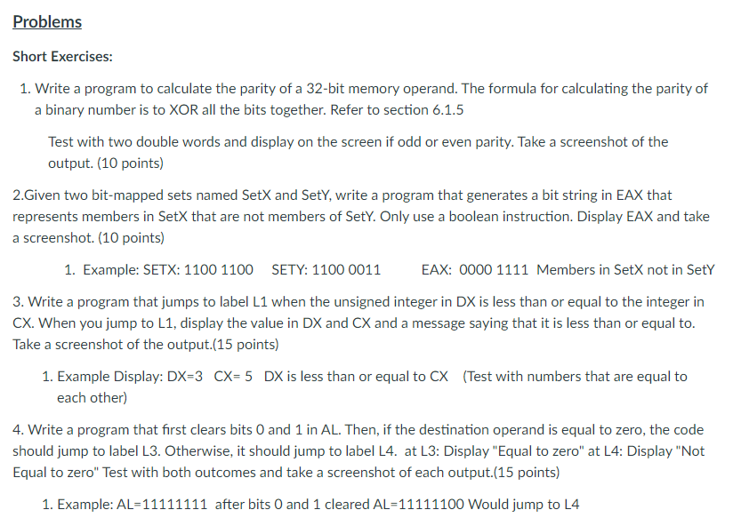Solved I need help solving these 4 ﻿masm assembly x86 | Chegg.com