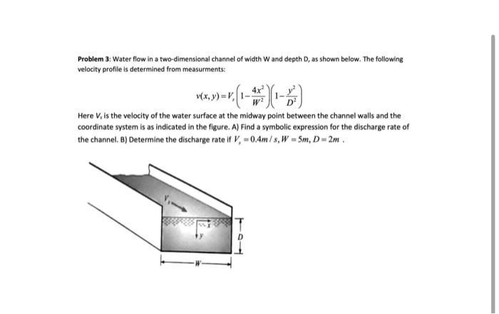 Solved Problem 3: Water flow in a two-dimensional channel of | Chegg.com