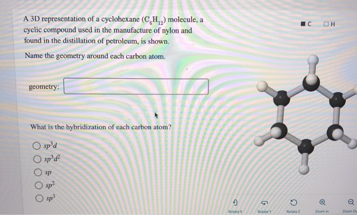 Solved DH A 3D representation of a cyclohexane (C.H.) | Chegg.com
