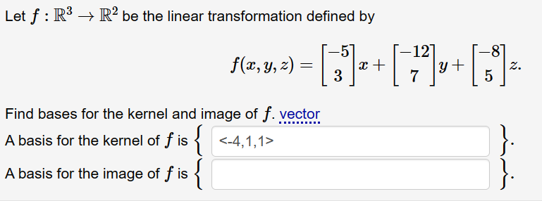 Solved Let f:R3→R2 ﻿be the linear transformation defined | Chegg.com