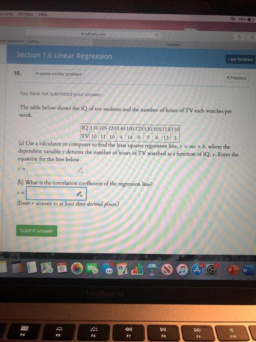 Solved kmarks Window Help edfinity.com Favorites Section 1.6 | Chegg.com