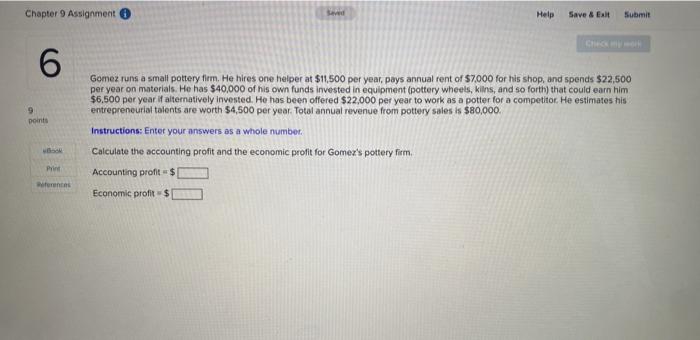 Solved Chapter 9 Assignment Shved Help Save & Exit Submit | Chegg.com