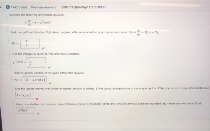 Solved 2. 1.6/2 points Previous Answers ZillDiffeQModAp11 | Chegg.com