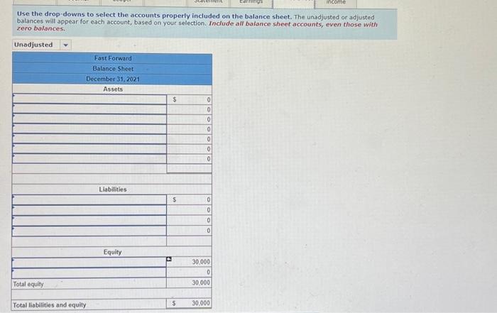 Solved se the drop-downs to select the accounts properly | Chegg.com