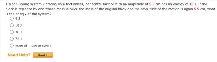 Solved A block-spring system vibrating on a frictionless, | Chegg.com