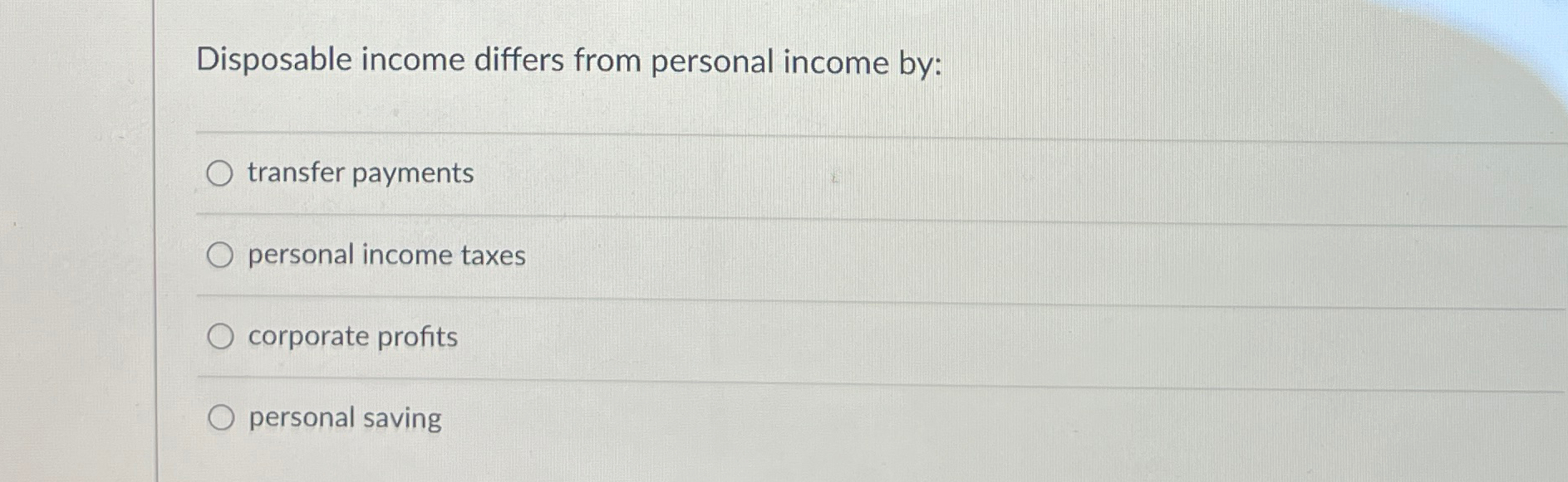 Solved Disposable income differs from personal income | Chegg.com