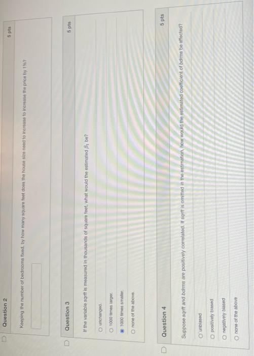 Solved log( price )=β0+β1sqrft+β2 bdrms +u where price is | Chegg.com