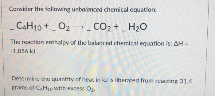Solved Consider the following unbalanced chemical equation: | Chegg.com