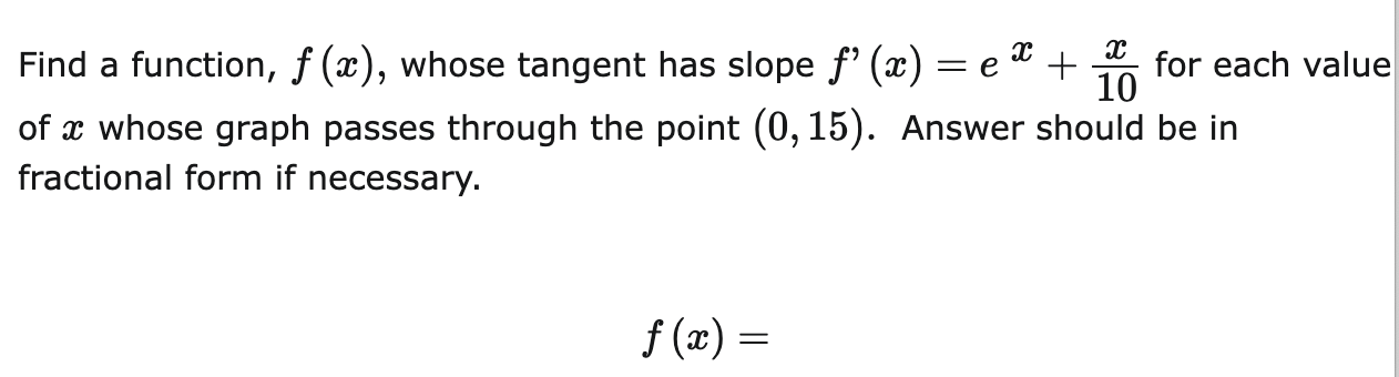 Solved Find a function, f(x), ﻿whose tangent has slope | Chegg.com