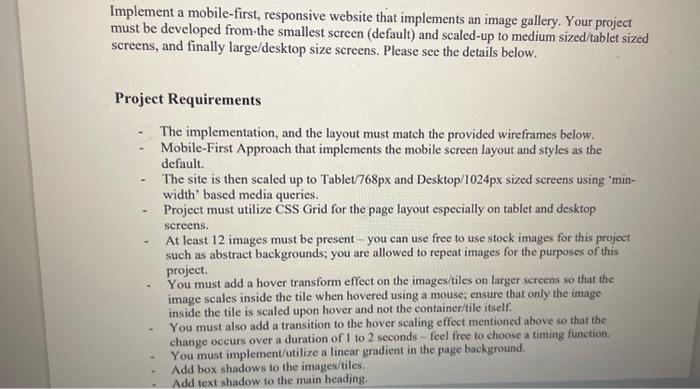 Implement a mobile-first, responsive website that | Chegg.com