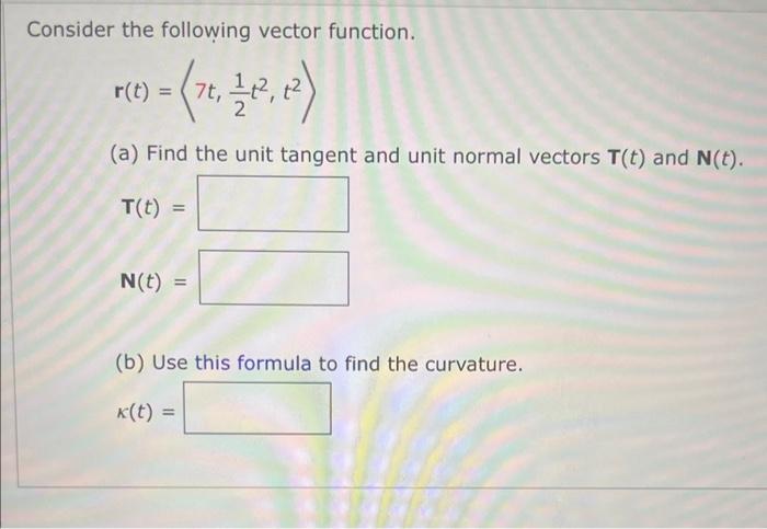 Solved Consider the following vector function. | Chegg.com