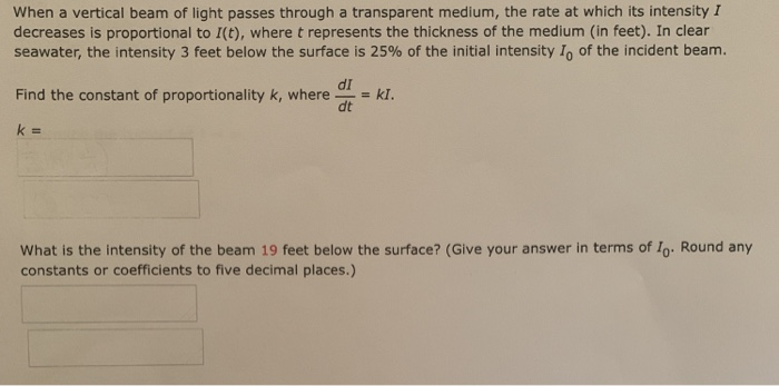 Solved When a vertical beam of light passes through a | Chegg.com